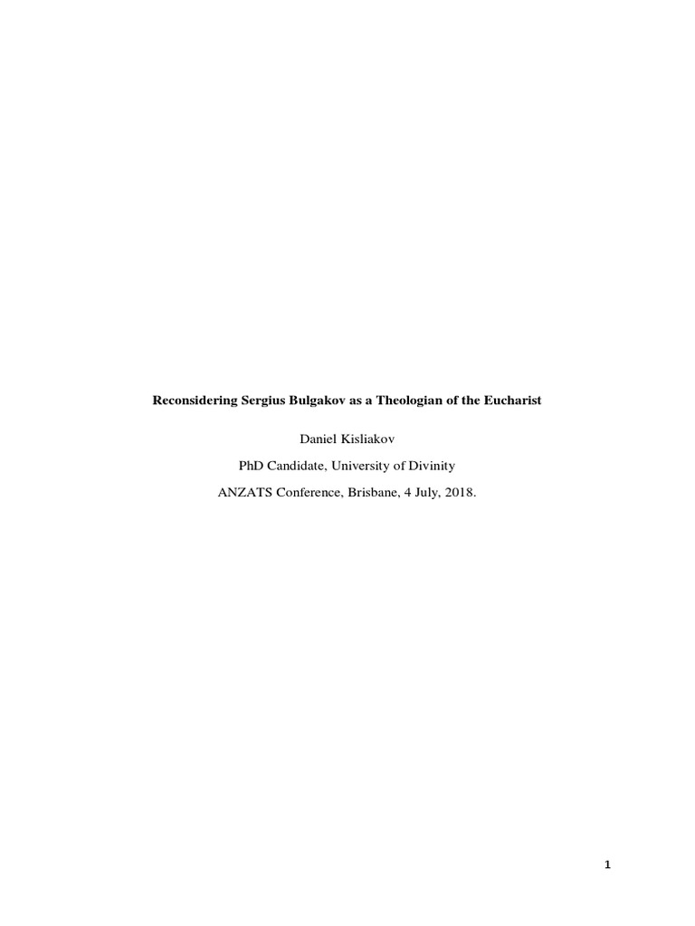 Reconsidering Sergius Bulgakov As A Theo PDF | PDF | Ecumenism | Eucharist