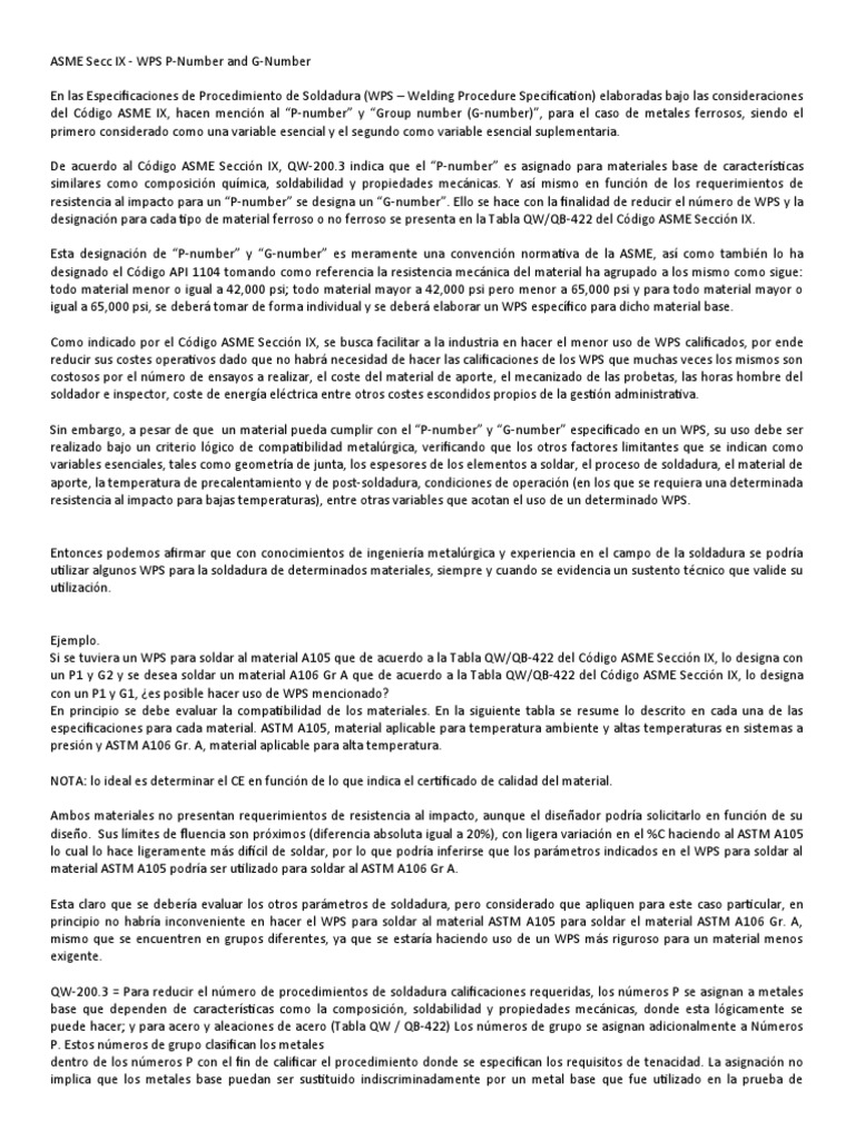 ASME Secc IX P Number Explicación Rapida | PDF | Soldadura | Construcción