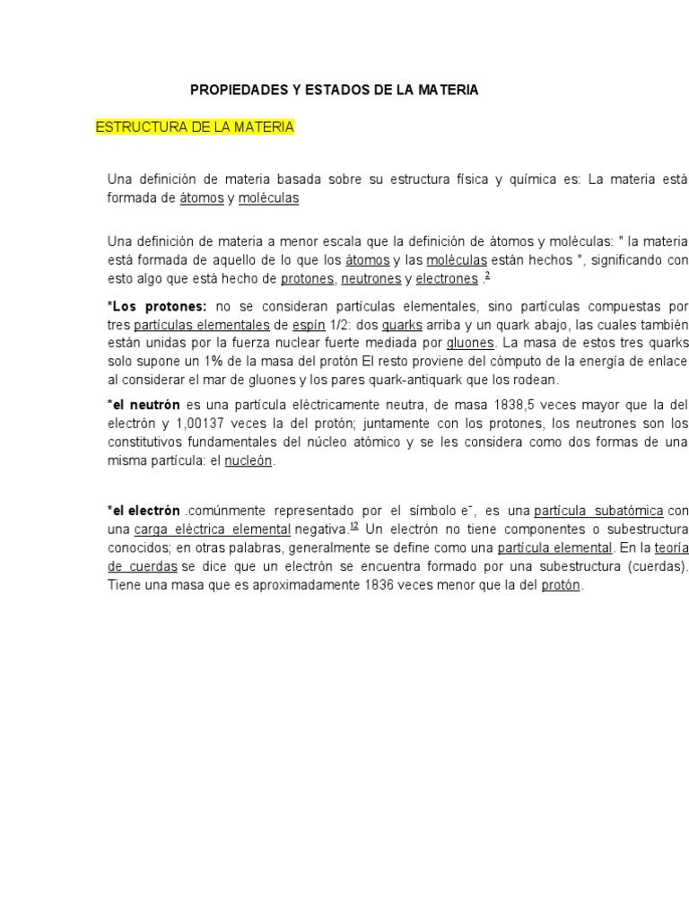 Propiedades y Estados de La Materia | PDF | Protón | Importar