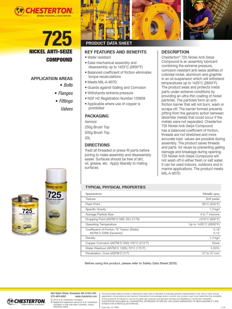 Nickel Anti-Seize Compound: - Bolts - Flanges - Fittings | PDF ...