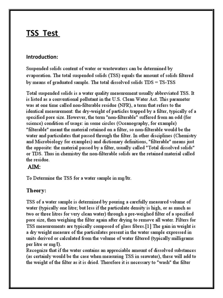 TSS Test Lab | PDF | Chemistry | Physical Sciences