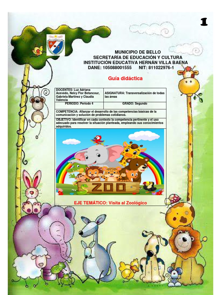 2°1 GUÍA INTEGRAL Sólo para Leer SEMANA 1 P.4 VISITA AL ZOOLÓGICO PDF ...