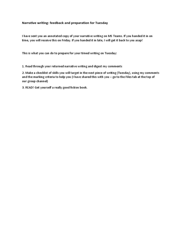 Narrative Writing Feedback & Prep Tips | PDF | Career & Growth ...