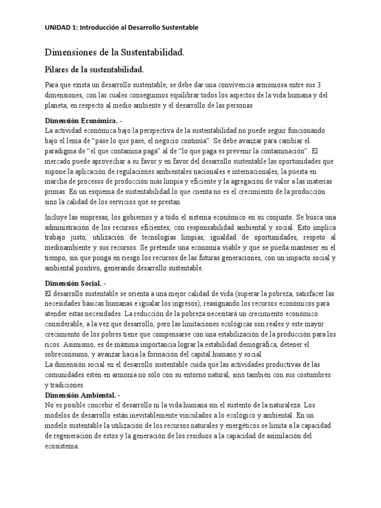 Dimensiones de La Sustentabilidad | PDF | Desarrollo sostenible | Sustentabilidad