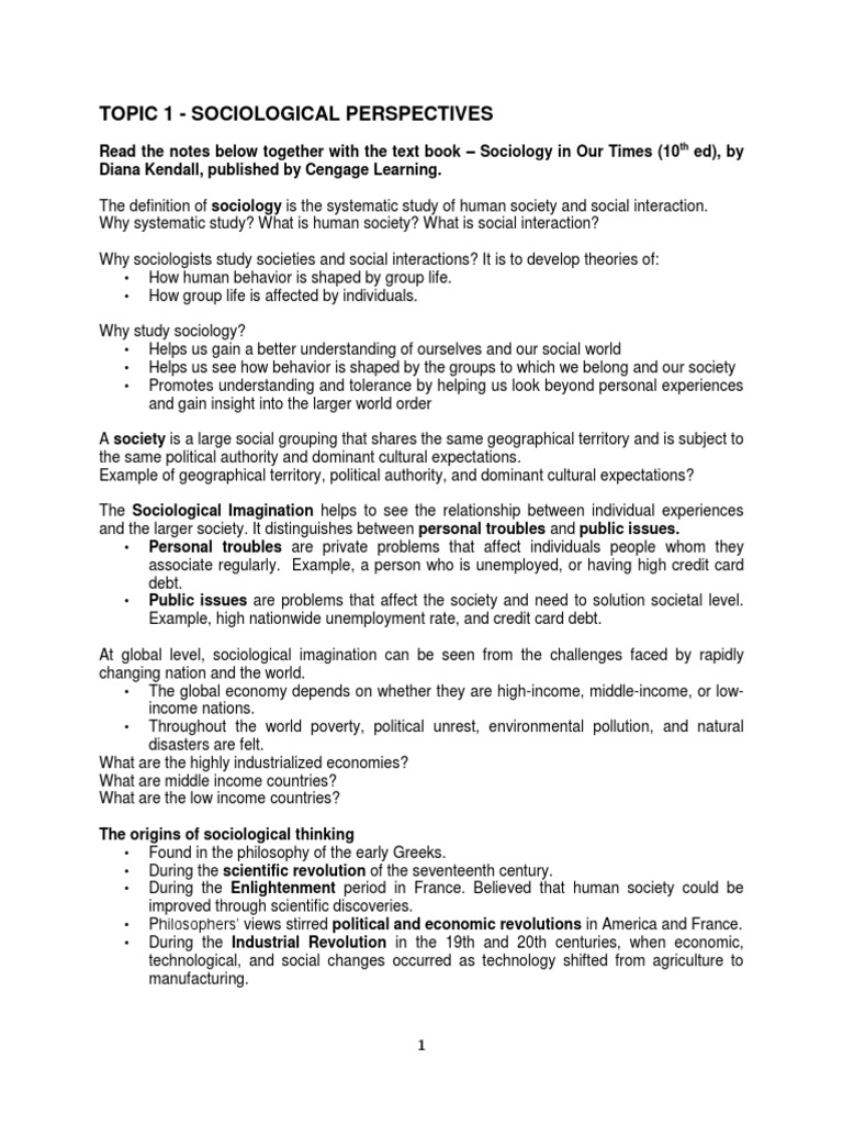 Topic 1 - Sociological Perspectives | PDF | Sociology | Philosophical ...