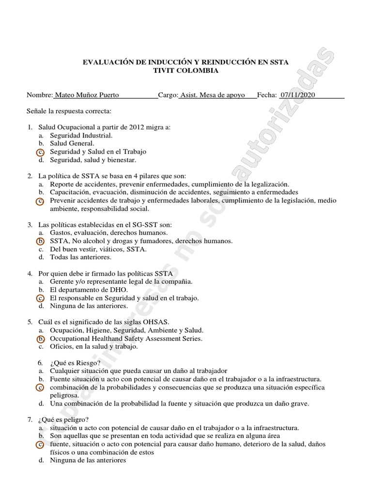 Evaluacion Induccion y Reinduccion 2020 | PDF | Médico de atención primaria | Labor
