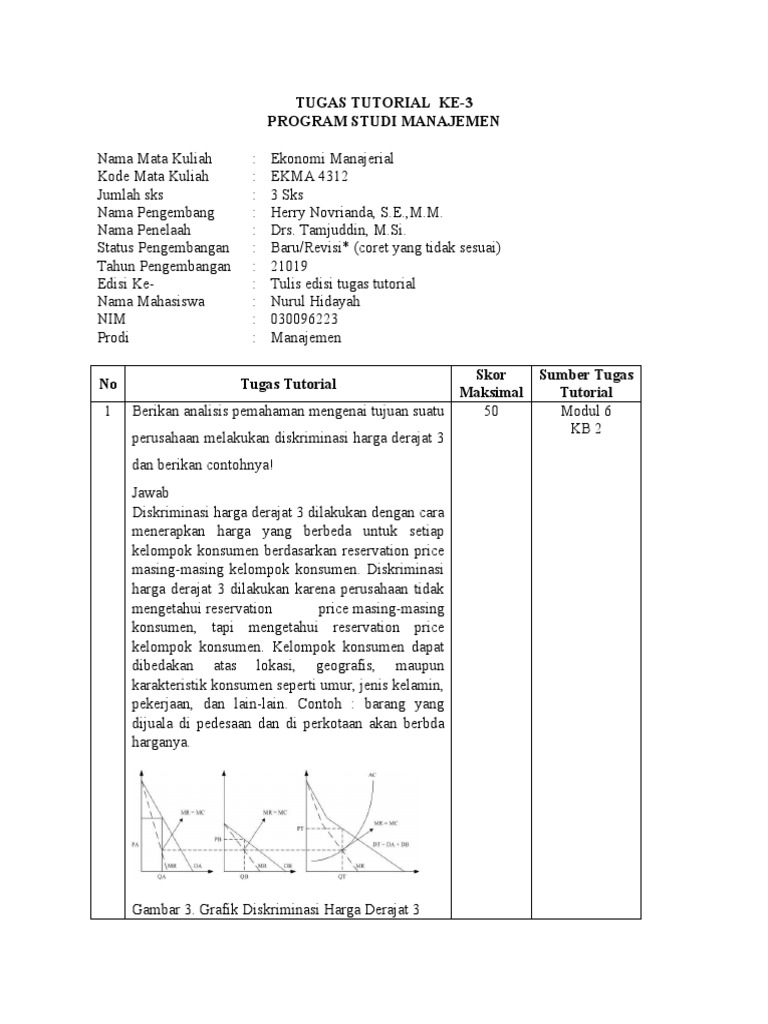 Tugas 3 Ekma4312 Nurul Hidayah 030096223 | PDF | Pengelolaan Keuangan & Uang
