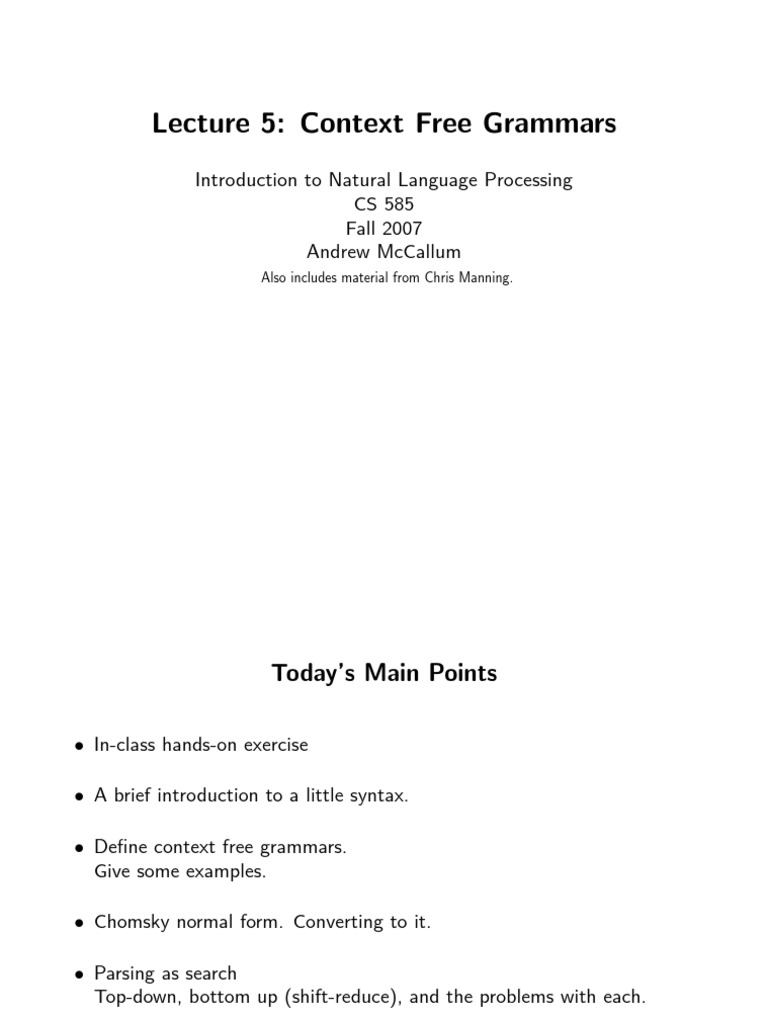 Context Free Grammars | PDF | Parsing | Phrase