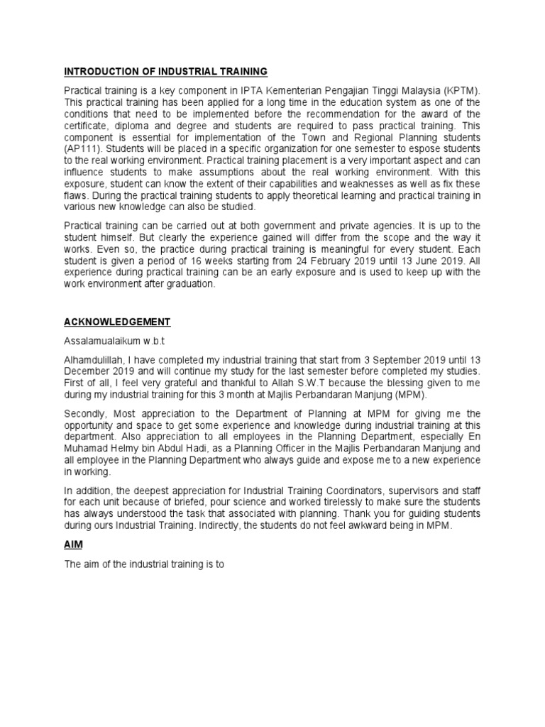 Introduction of Industrial Training | PDF | Behavior Modification ...