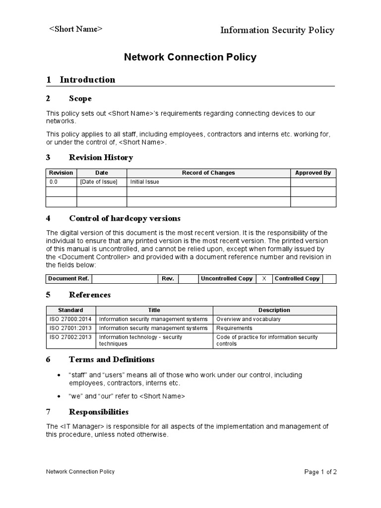 ISMS Network Connection Policy | PDF | Computer Network | Information ...