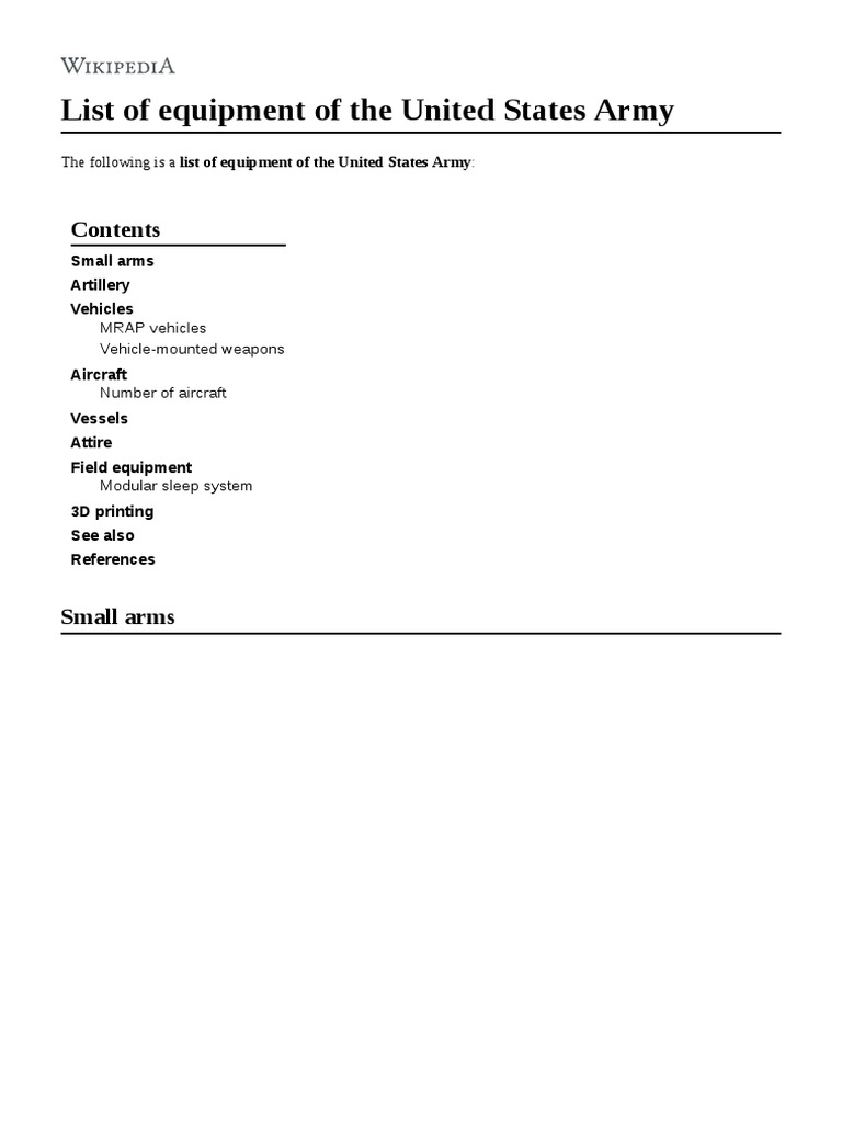 List of Equipment of The United States Army PDF | PDF | Firearms ...