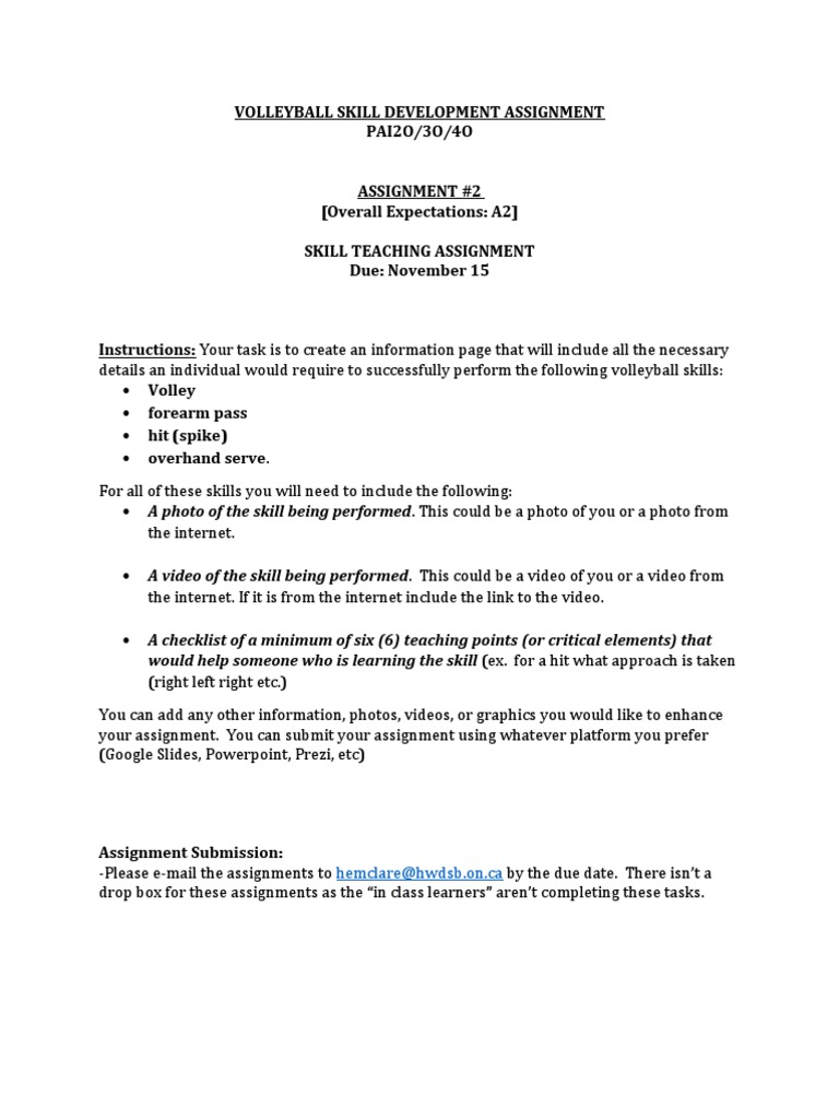 Assignment #2 - Volleyball Skill Development | PDF | Physical Fitness ...