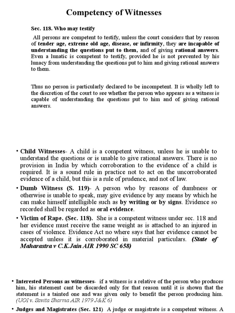 Witness Competency Explained | PDF | Witness | Marriage