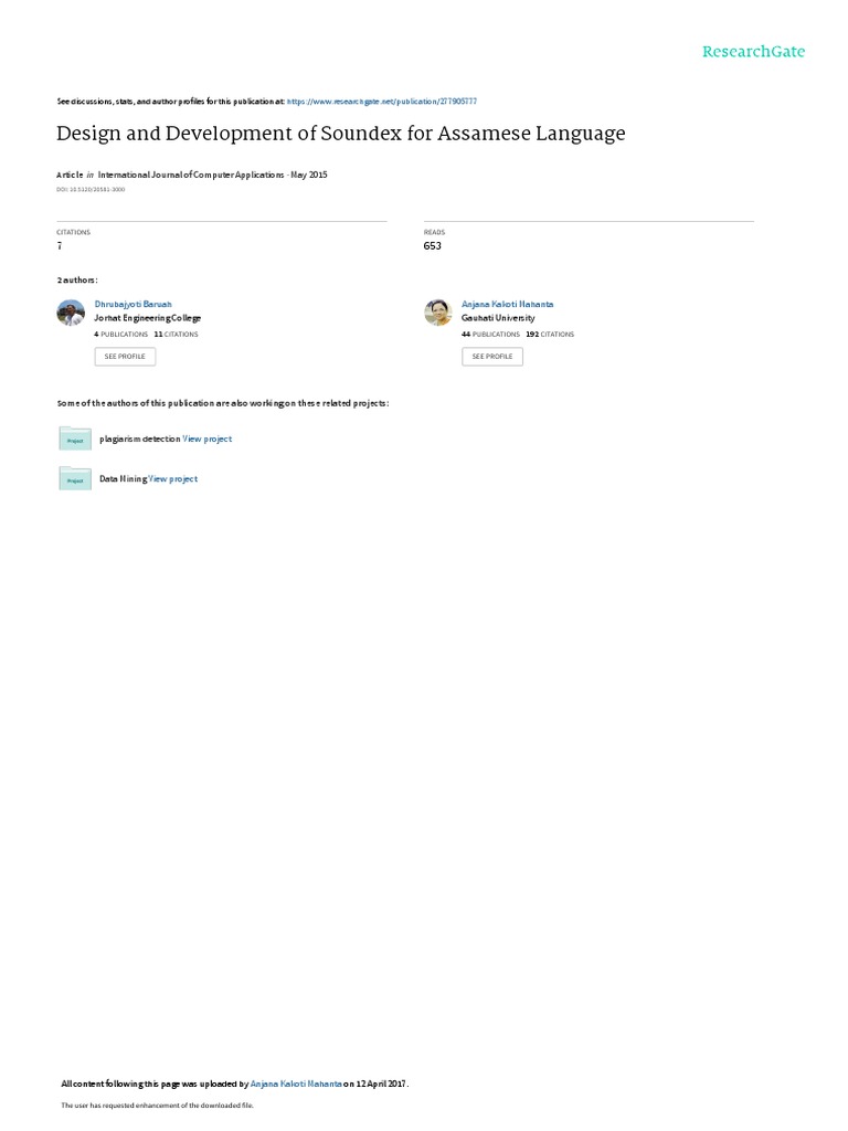 Assamese Soundex Algorithm Development | PDF | Phonetics | English Language