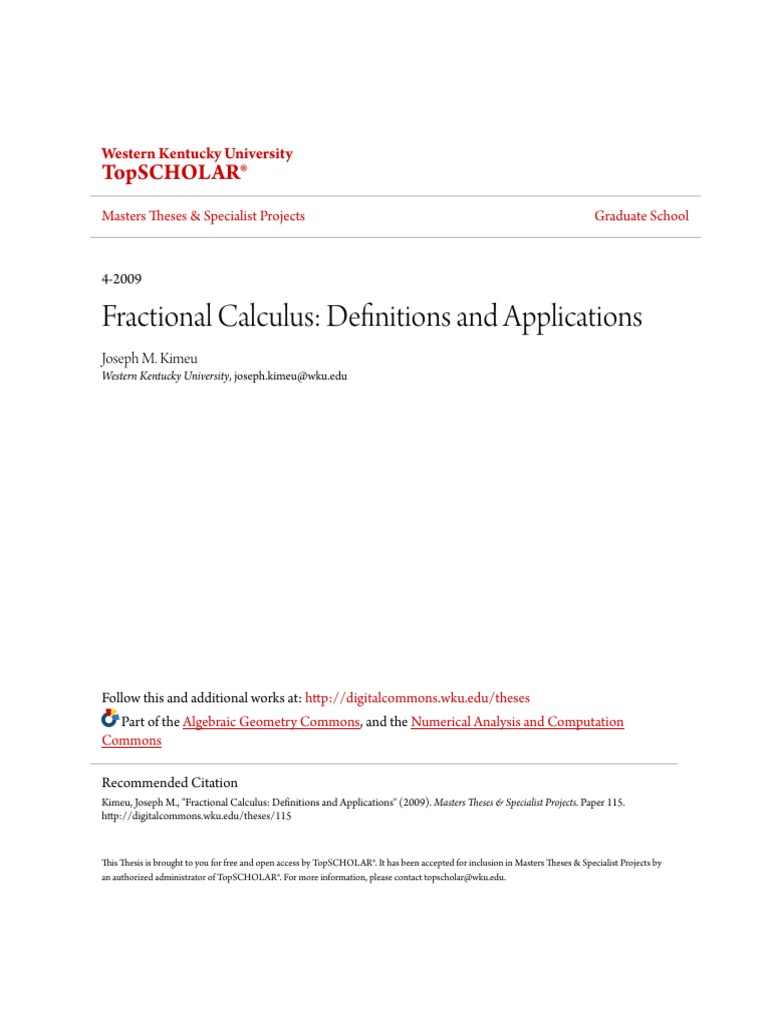 Fractional Calculus Definitions And Applications Pdf Laplace