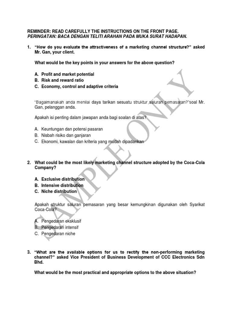 Sample Pass Year Exam (Set 1) - BBPM2203 | PDF