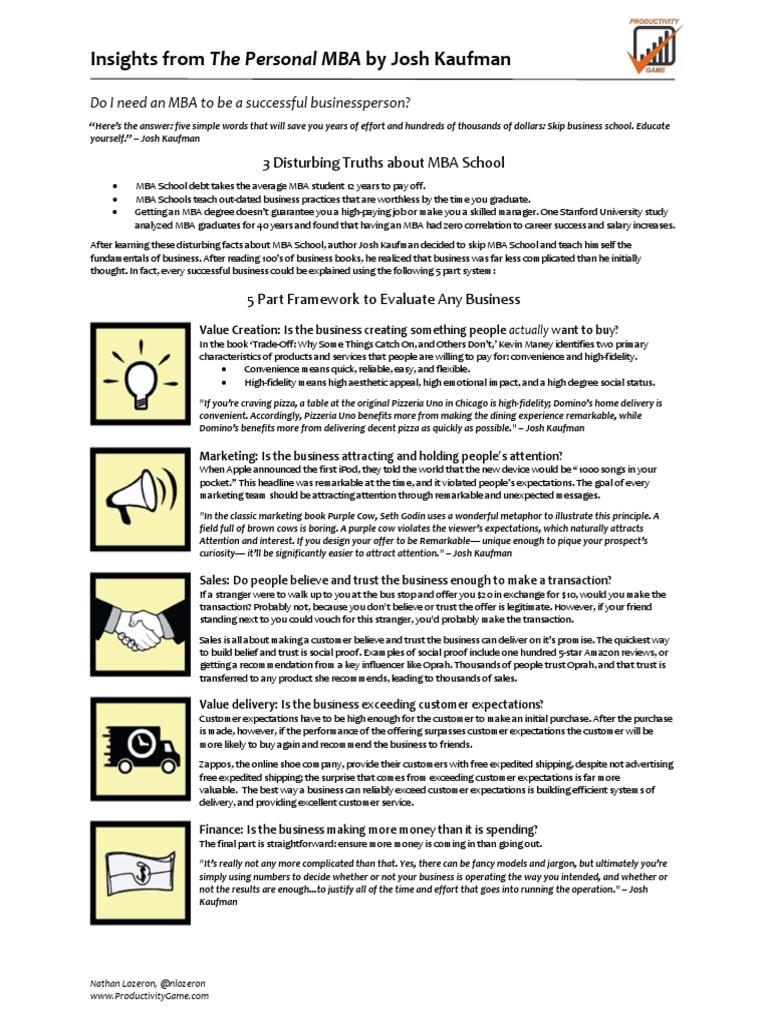 Personal MBA PDF | PDF | Sales | Business