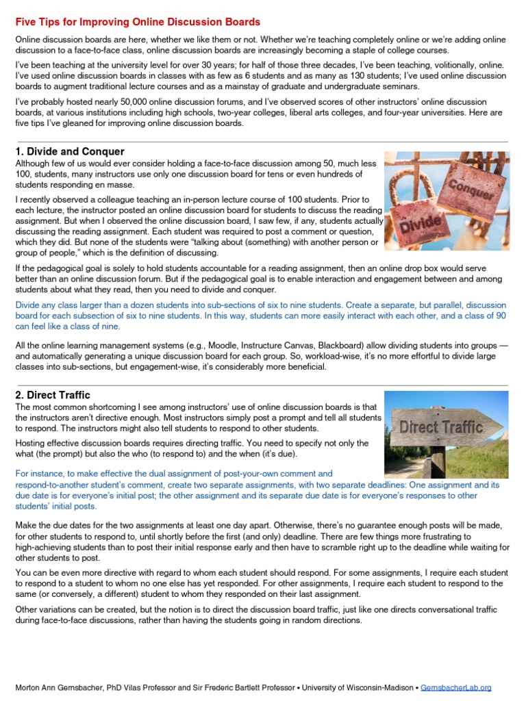 Enhancing Online Discussion Boards: 5 Tips | PDF | Internet Forum | Lecture