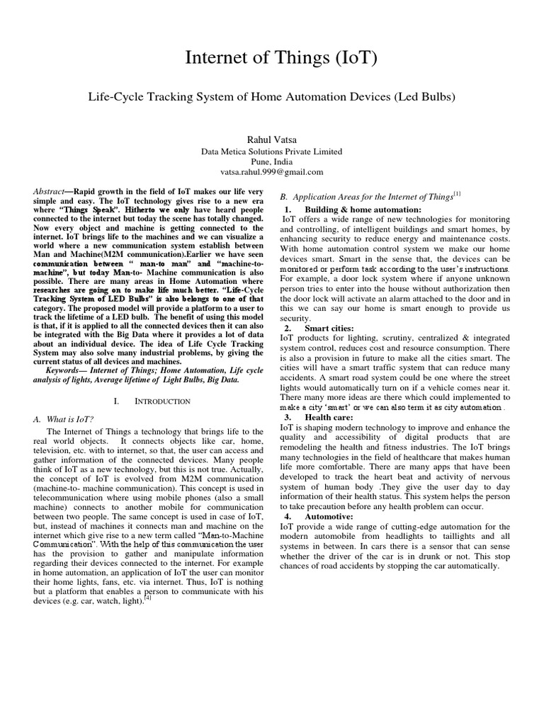 Internet - of - Things (Academia) 2 | PDF | Internet Of Things | Automation