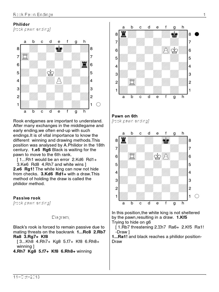 Rook Pawn Endings SAJCC 2020 | PDF | Games Of Mental Skill | Board Games