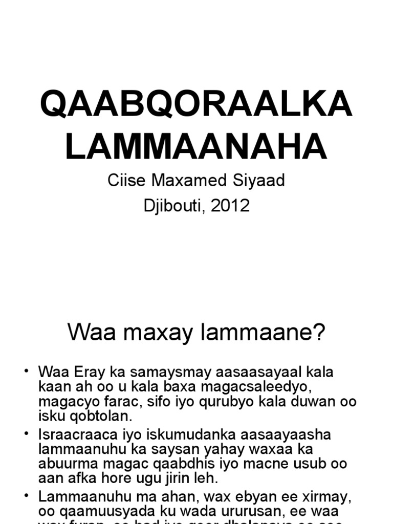 Ciise Maxamed Siyaad 2012 Qaabqoraalka Lammaanaha | PDF