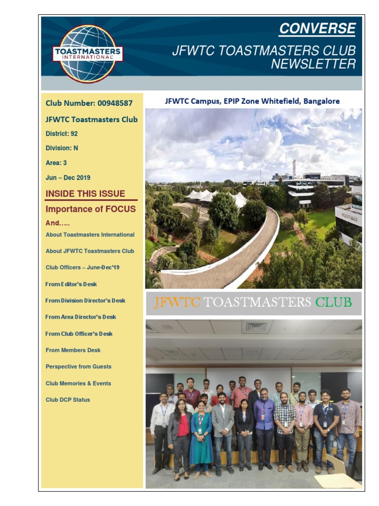 JFWTC Toastmasters Club Newsletter: Converse | PDF | Leadership ...