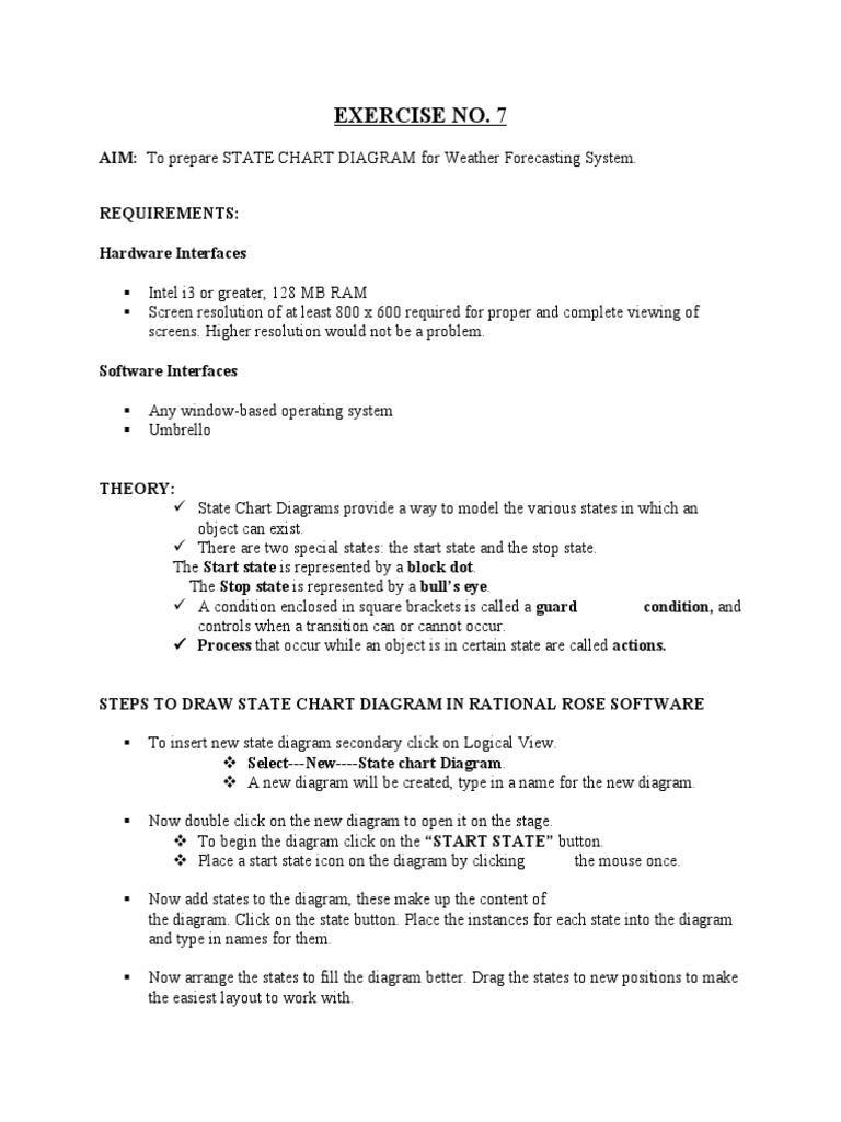 Exercise No. 7: AIM: To Prepare STATE CHART DIAGRAM For Weather ...