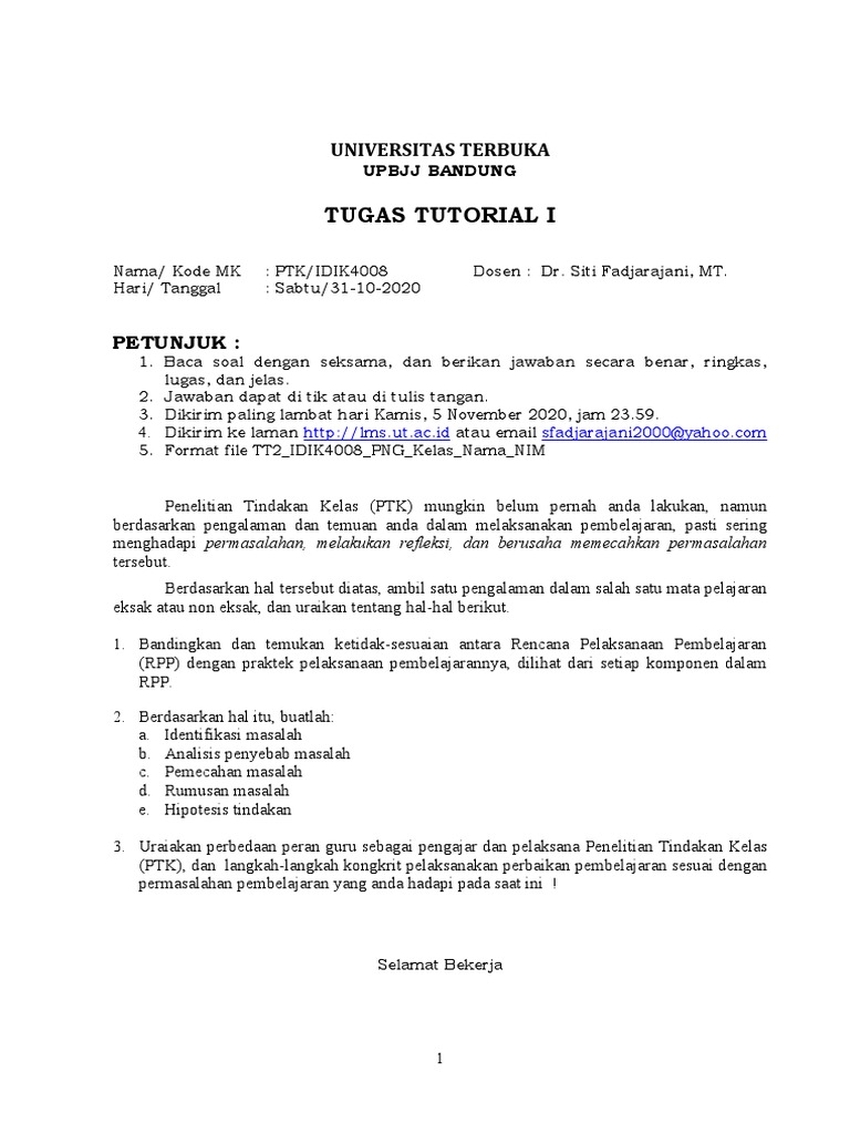 Naskah Soal - TT2 - IDIK4008 - PTK - 2020.2 - Pangandaran | PDF