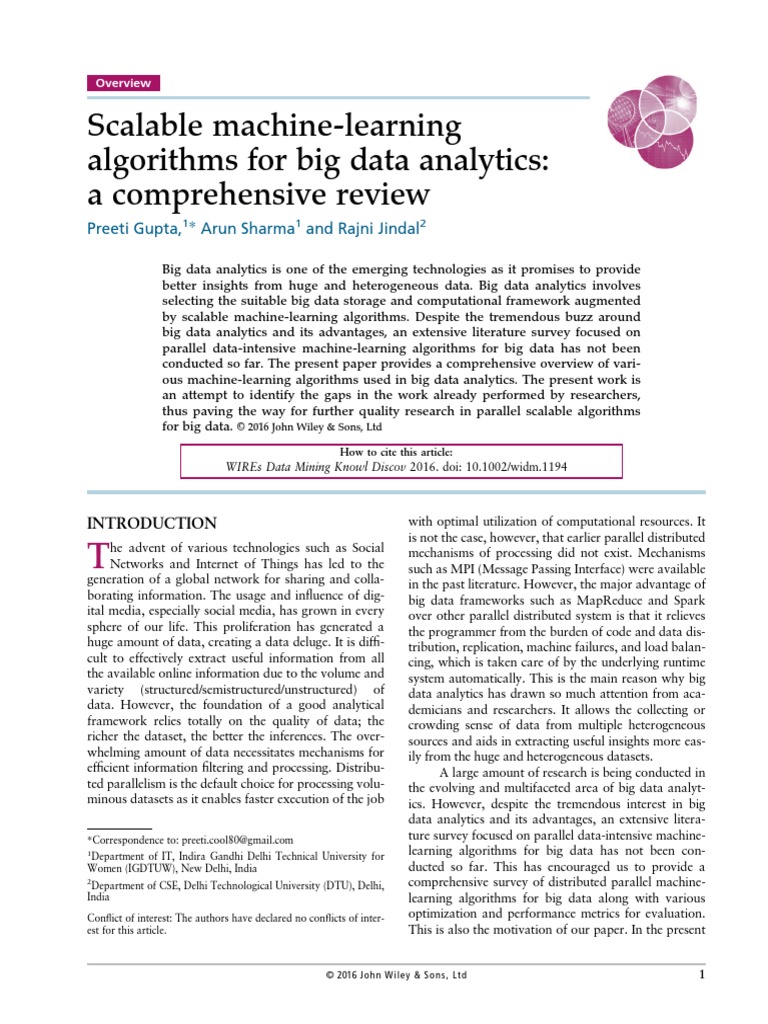 Scalable Machine-Learning Algorithms For Big Data Analytics: A ...
