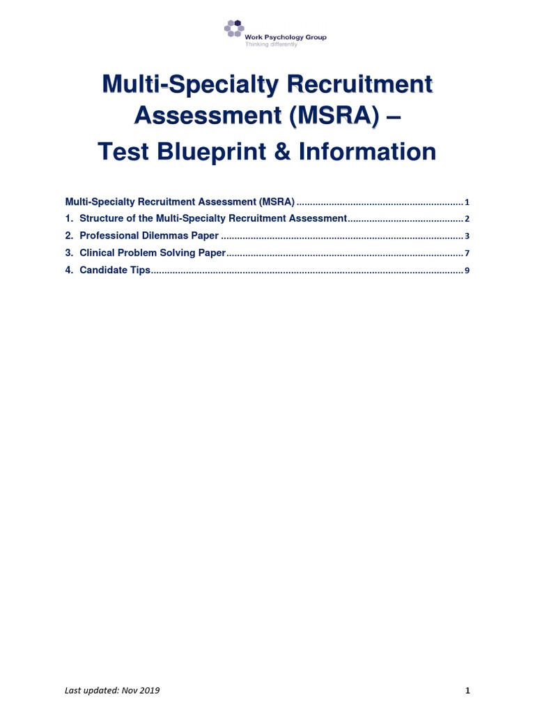 MSRA Test Blueprint Information (Final) | PDF | Multiple Choice ...