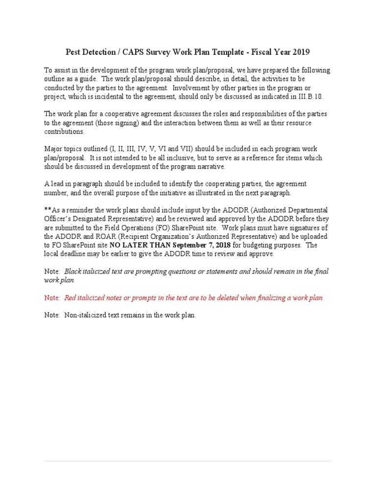 2019 Survey Work Plan Template | PDF | Agriculture | Business