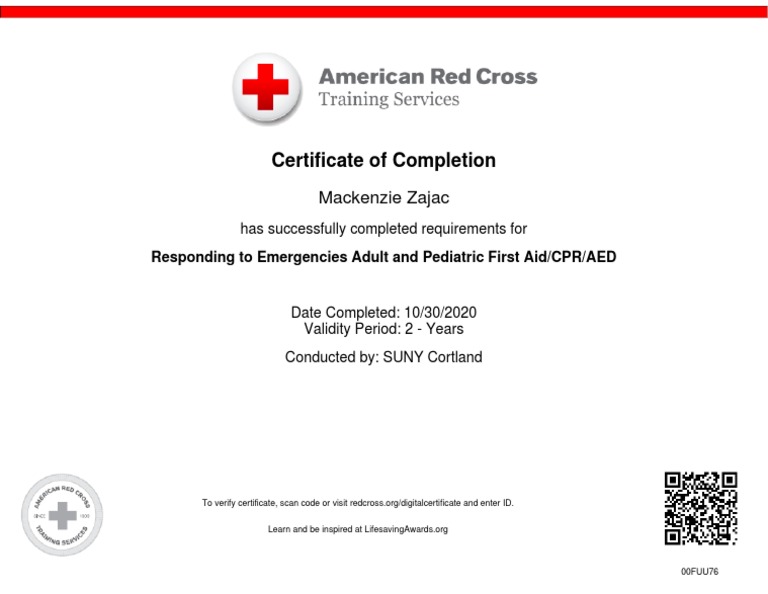 Red Cross Certificate 8 | PDF