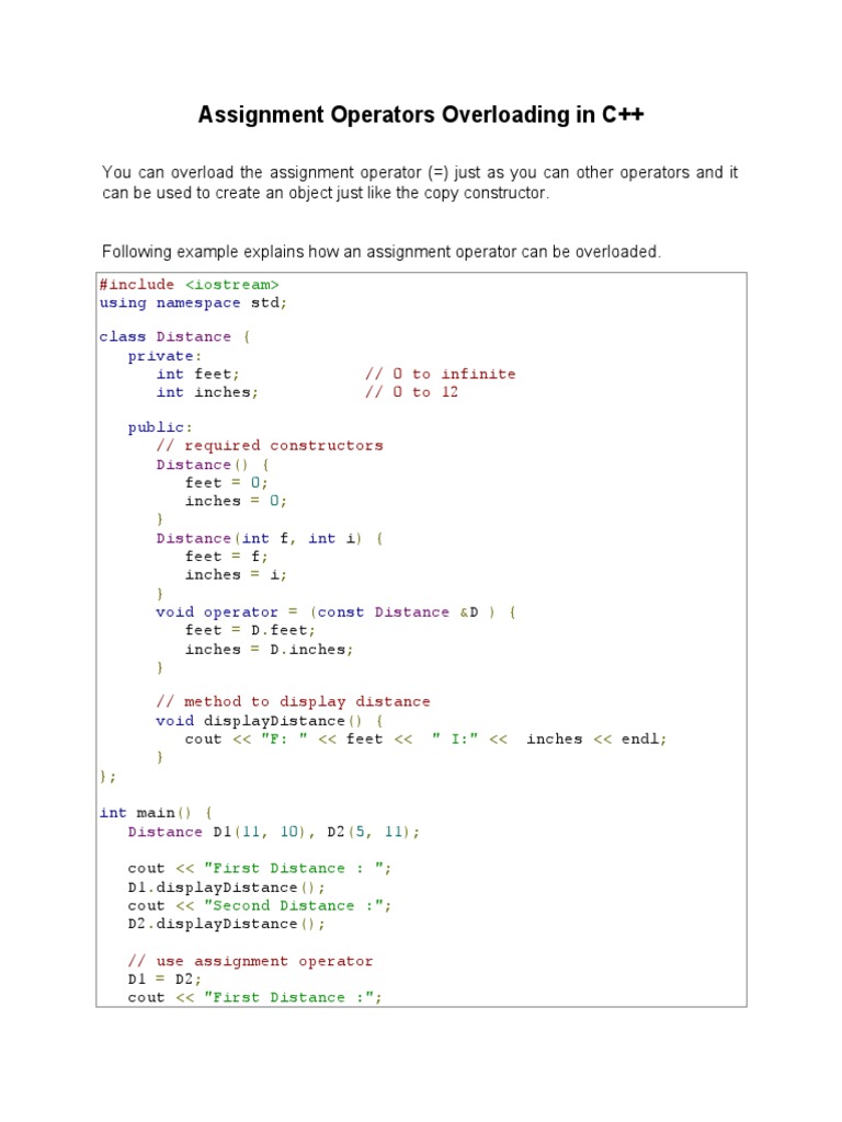 Operater Overloading D | PDF | Subroutine | C++