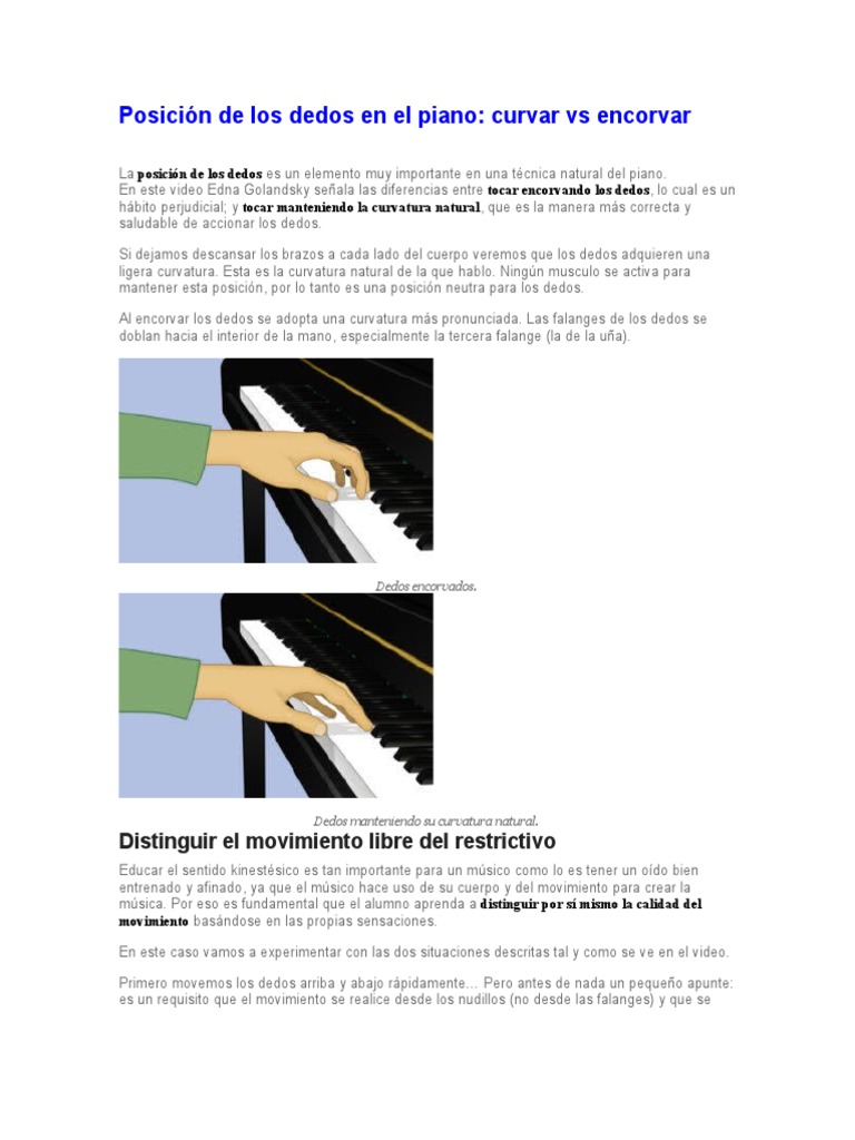 Posición de Los Dedos en El Piano | PDF | Mano