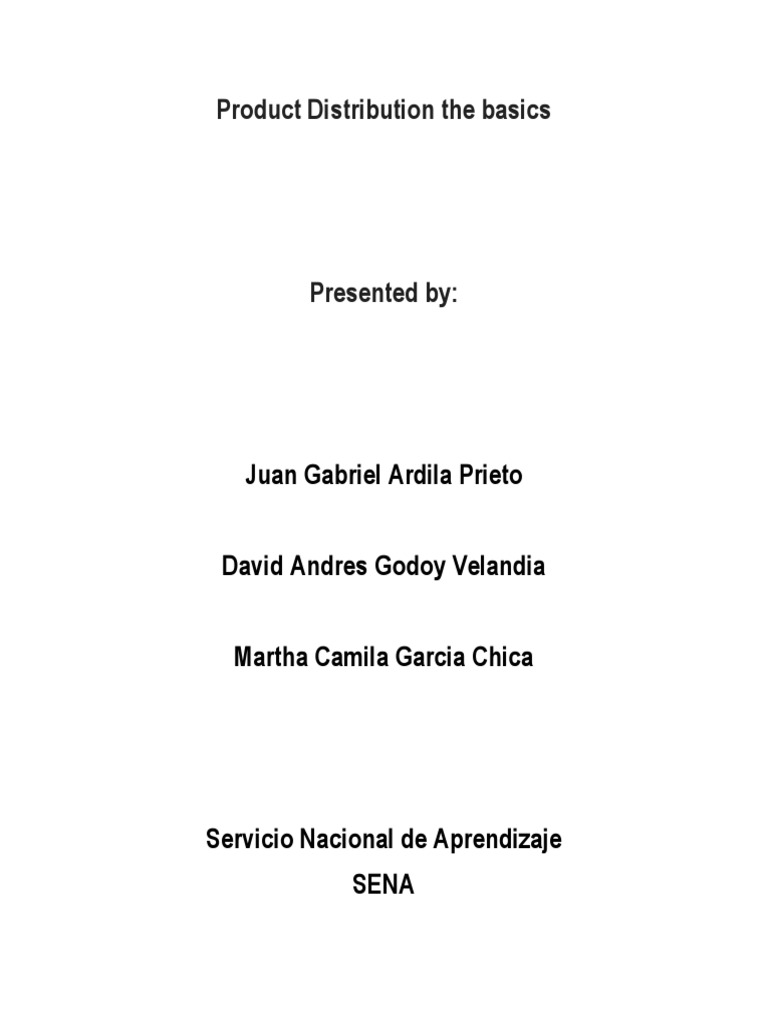 Product Distribution The Basics | PDF