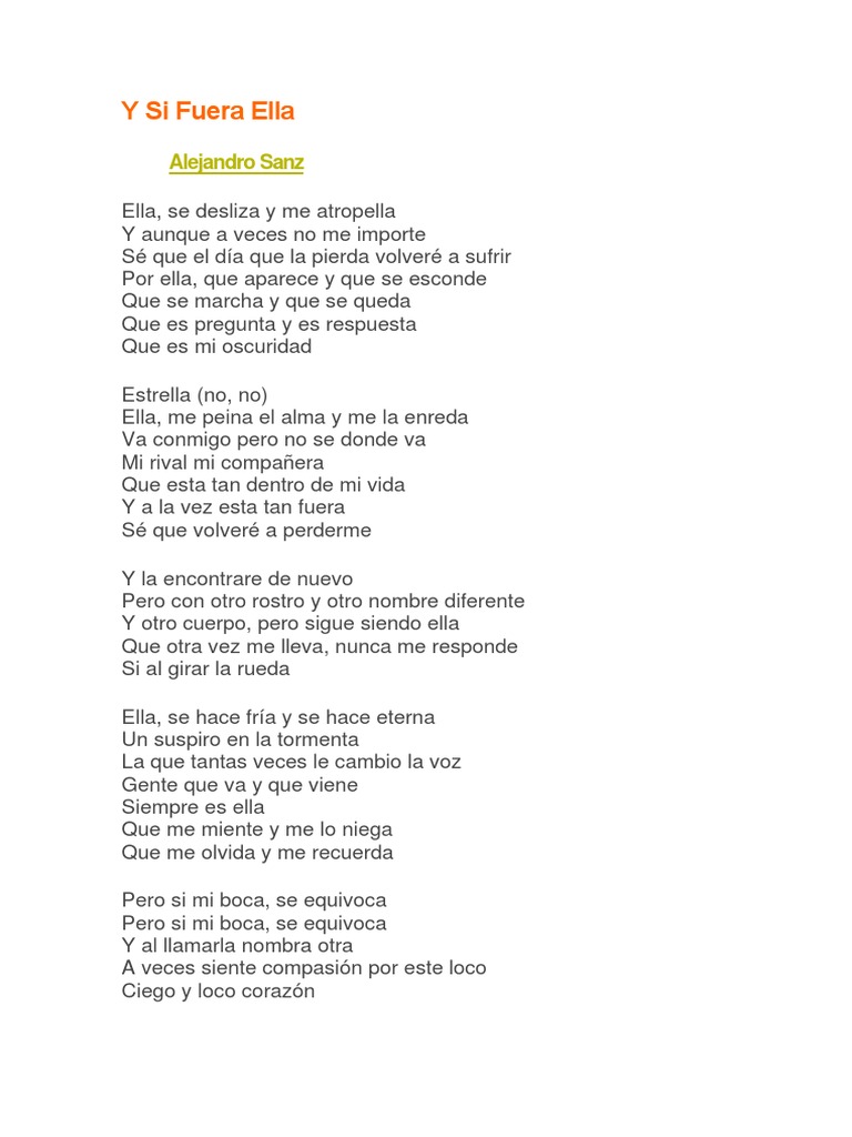 Alejandro Sanz-Y Si Fuera Ella | PDF