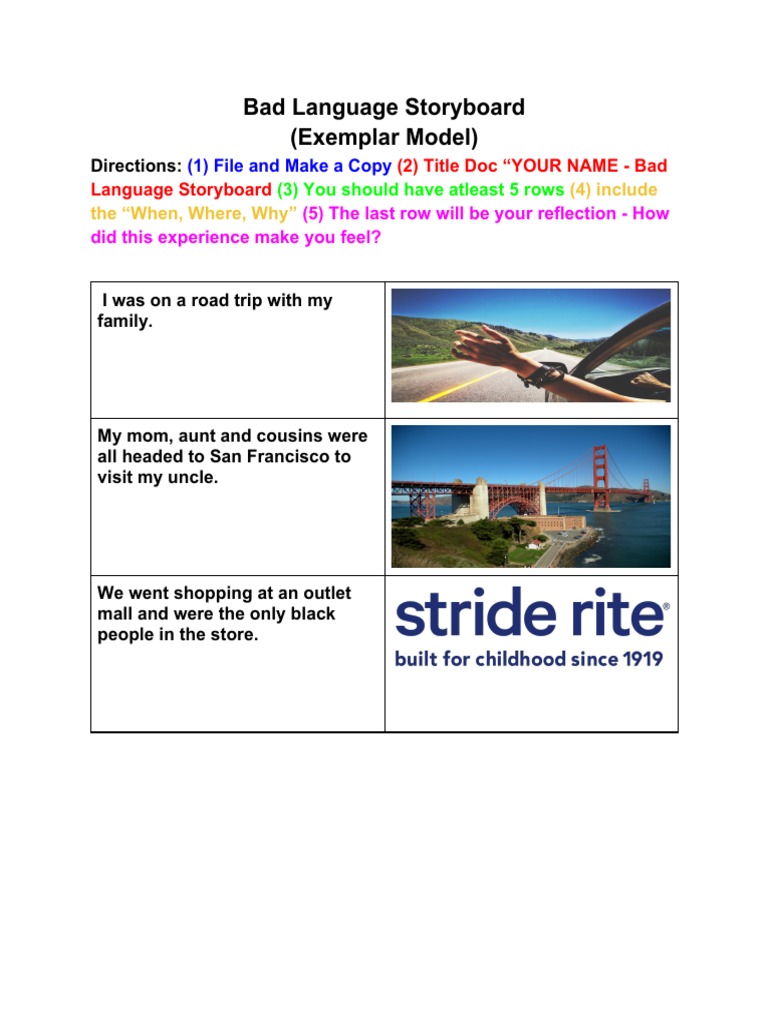 Bad Language Storyboard | PDF