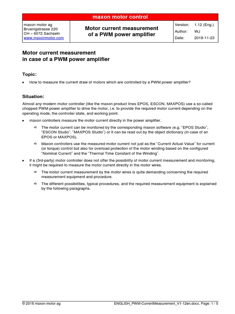 Motor Current Measurement of A PWM Power Amplifier | PDF | Electric ...