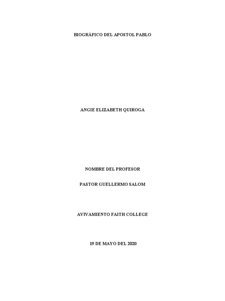 Biogáfico Pablo - Elizabeth Quiroga | PDF | Centros primitivos del ...
