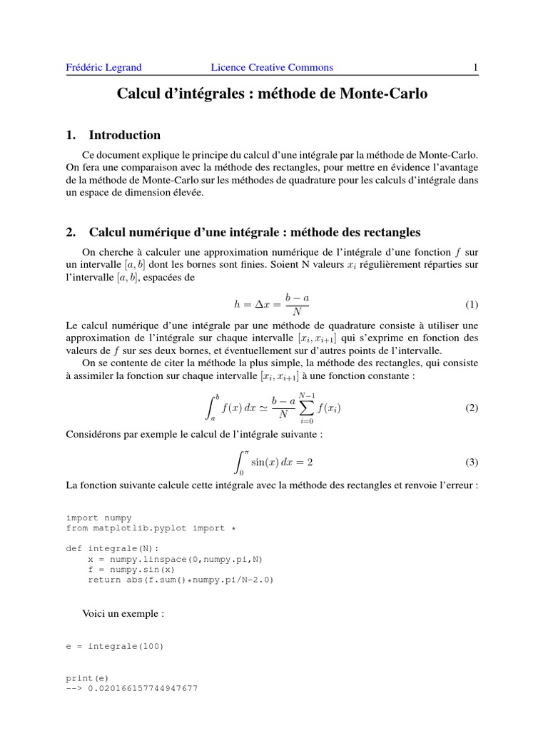 Integrales PDF | PDF | Intégral | Méthode de Monte-Carlo
