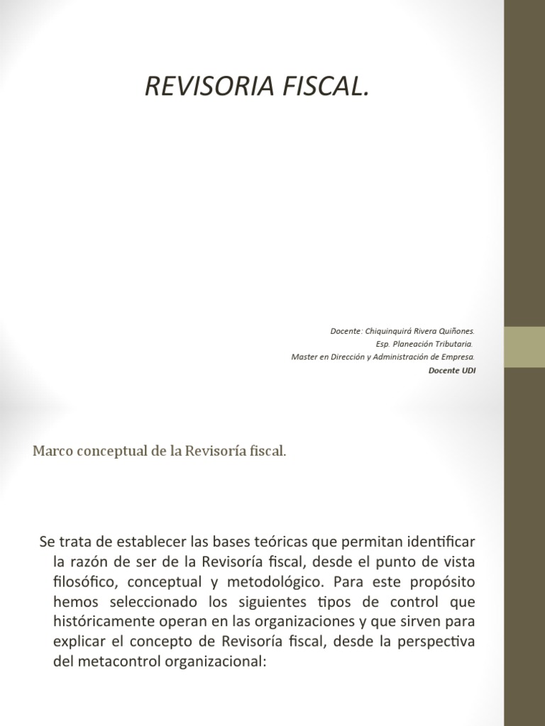 Marco Conceptual Integral Para La Revisoría Fiscal Pdf Sistema