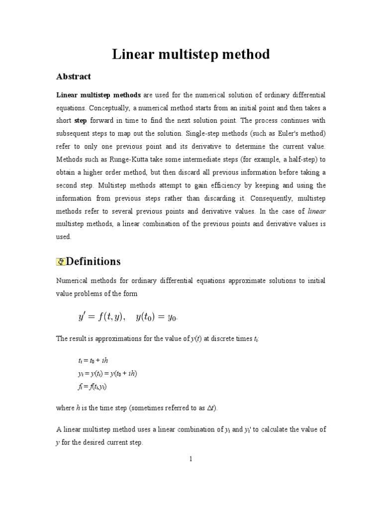 Linear Multistep Method Pdf Linear Programming Vector Space