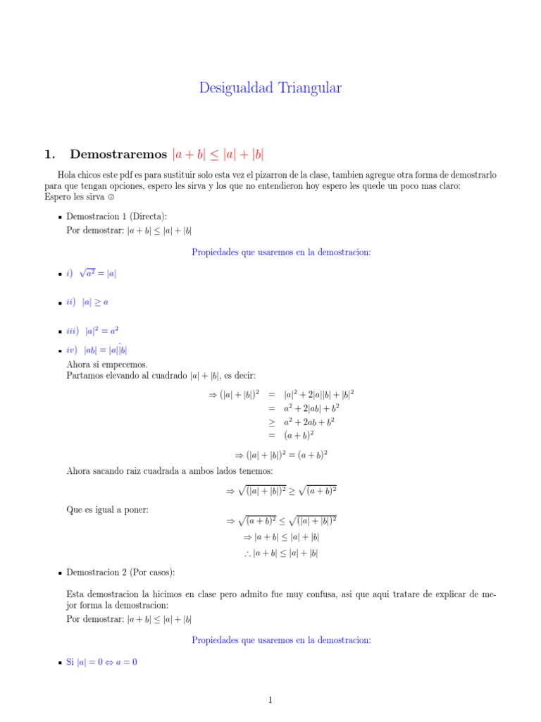 Desigualdad Triangular PDF | PDF | Desigualdad (Matemáticas) | Enseñanza de matemática