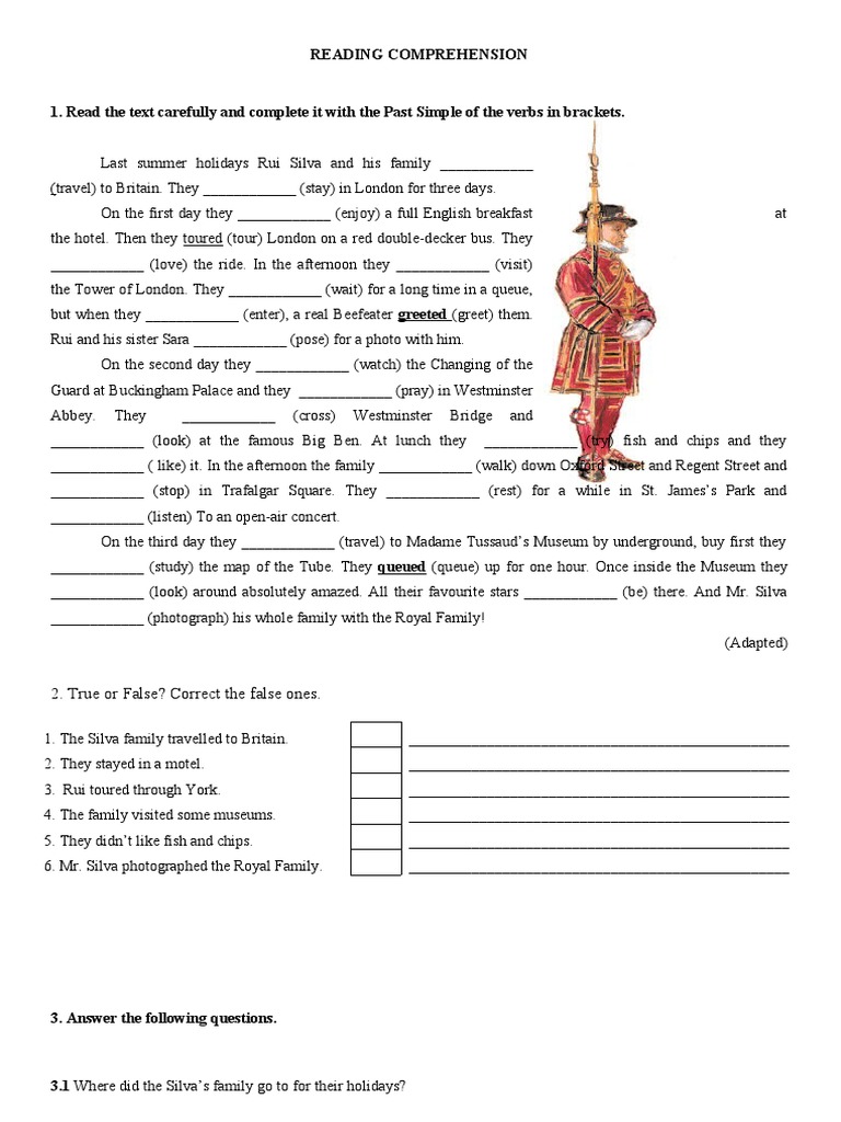 Past Simple Reading Exercise | PDF | Westminster | London