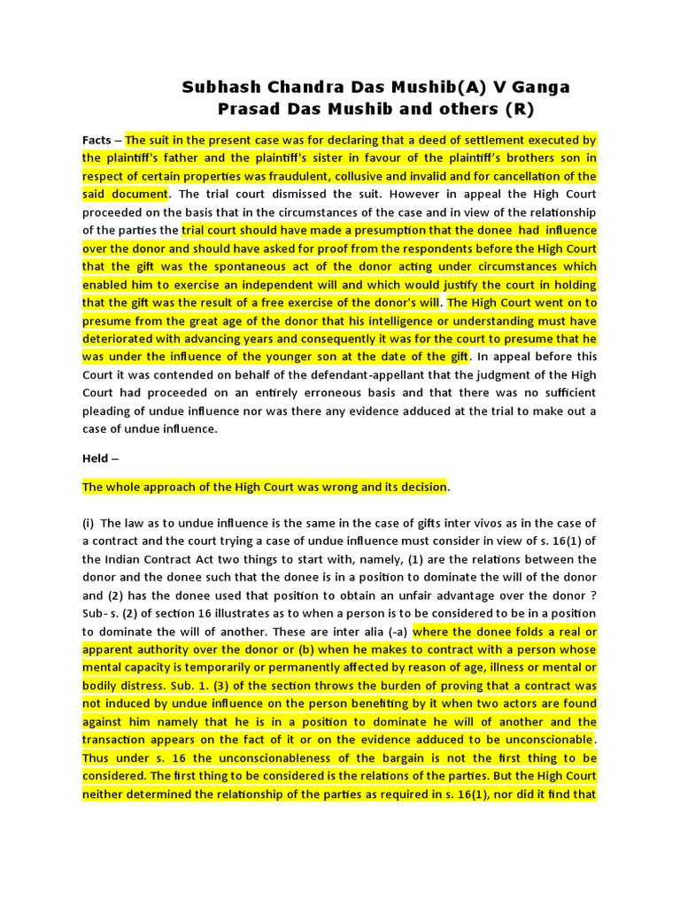 Subhash Chandra Das Mushib | PDF | Lawsuit | Judgment (Law)