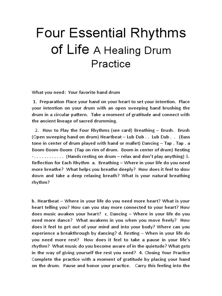 Four Essential Rhythms of Life A Healing Drum Practice | PDF