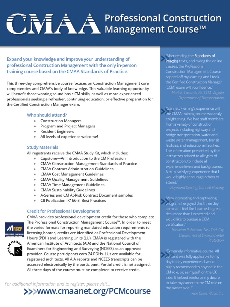 Professional Construction Management Course | PDF | Building ...