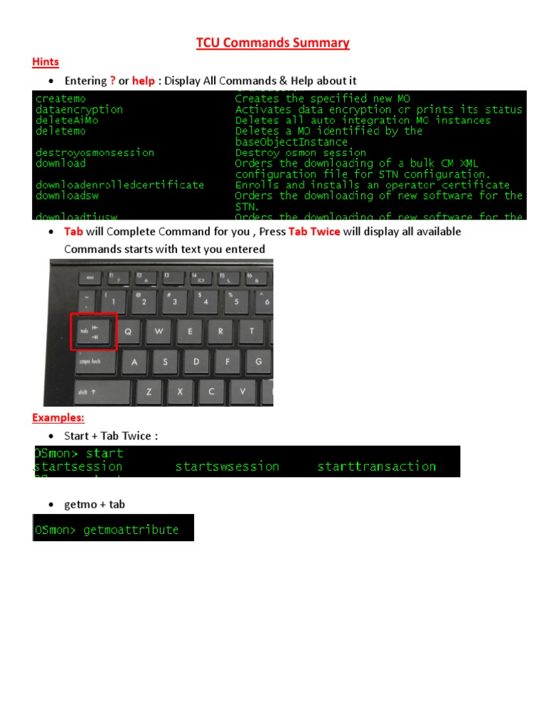 Commands-Summary For TCU | PDF