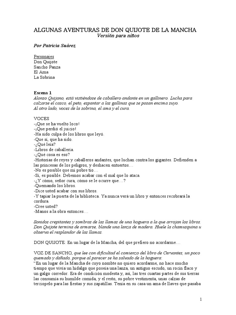 Algunas Aventuras de Don Quijote de La Mancha | PDF | Don Quijote ...