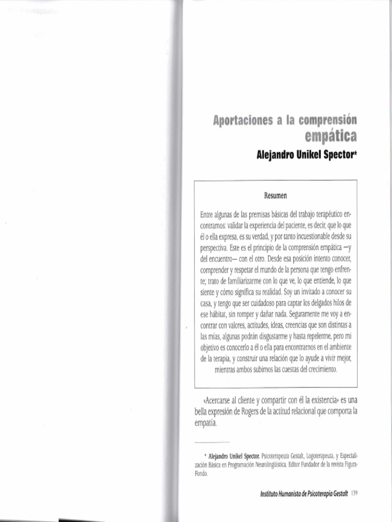 Comprensión Empática en Terapia | PDF | Metáfora | Percepción